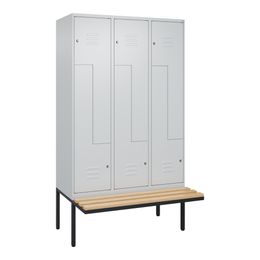 C+P Z-Spind Classic PLUS, Bank, 6 F&auml;cher, 2120x1200x815mm, 7035/7035 Verschluss Zylinderschloss Sitzbanktyp auskragend Material Sitzfl&auml;che Buche-Harth (0800437-326|S10024)
