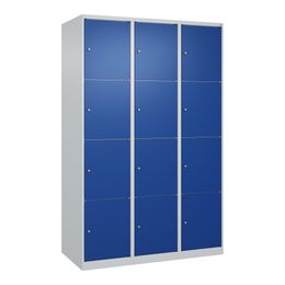 C+P Schlie&szlig;fachschrank Classic PLUS, 3 Abteile, 1850x1200x500mm, 7035/5010 Innenh&ouml;he Gefach oben (oberes 453 mm Front RAL 5010 Enzianblau ; C + P M&ouml;be (080000-324|S10003)