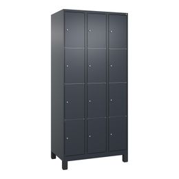 C+P Schlie&szlig;fachschrank Classic PLUS, F&uuml;&szlig;e, 3 Abteile, 1950x900x500mm, 7016/7016 Innenh&ouml;he Gefach oben (oberes 453 mm Front RAL 7016 Anthrazitgrau ; C (080010-304|S10015)