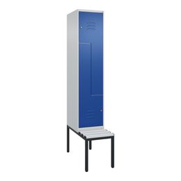 C+P Z-Spind Classic PLUS, Bank, 2 F&auml;cher, 2120x400x815mm, 7035/5010 Verschluss Zylinderschloss Sitzbanktyp untergebaut Material Sitzfl&auml;che Kunststoff (0800537-122|S10048)