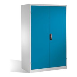 C+P Schwerlast-Werkzeugschrank XXL mit Dreht&uuml;ren, innen 4 B&ouml;den, H1950xB1200xT800mm Front Lichtblau Korpus Lichtgrau ; C + P M&ouml;belsysteme (8934-052|S10106)
