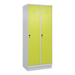 C+P Spind Classic PLUS, Sockel, 2 Abteile, 1950x800x500mm, 7035/0024 Verschluss Sicherheits-Drehriegel 4 Garderobenhaken ; C + P M&ouml;belsysteme (080020-22|S10010)