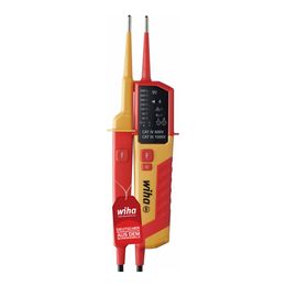 wiha Spannungs-/Durchgangsprüfer aus Kunststoff und Metall mit LED-Anzeige (0,5 -1000/0,5 -1500 V AC/DC, CAT III 1000 V/CAT IV 600 V) für Elektroprüfung, 45217)