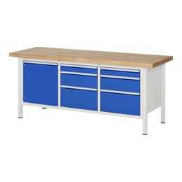 Rau Werkbank höhenverstellbar 8570A2, B2000xT700xH840-1040mm, 6x Schublade-TA, 1x Tür (03-8570A2-207B4H.11)