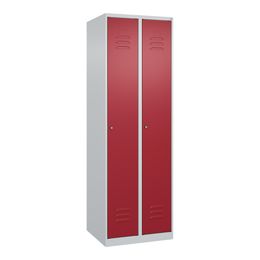 C+P Spind Classic PLUS, 2 Abteile, 1850x600x500mm, 7035/3003 Verschluss Zylinderschloss 4 Garderobenhaken Trennwand mittig ; C + P M&ouml;belsysteme (080000-20F|S10020)