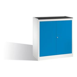 C+P Werkzeug-Beistellschrank mit Dreht&uuml;ren, 2 B&ouml;den und Schublade, H1020xB940xT500mm Front Lichtblau Korpus Lichtgrau ; C + P M&ouml;belsysteme (8821-00|S00015)
