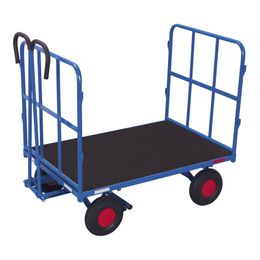 VARIOFIT Handpritschenwagen mit 2 Rohrgitterw&auml;nden Luftbereifung 1.140 x 800 mm Traglast 700 kg (zu-42122)