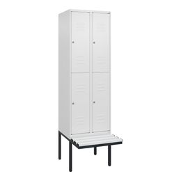 C+P Doppelstock-Spind Classic PLUS, Bank, 2 Abteile, 2120x600x815mm, 9016/9016 Verschluss Zylinderschloss Sitzbanktyp auskragend Material Sitzfläche K (0803407-20|S10029)