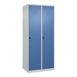 C+P Spind Classic PLUS, 2 Abteile, 1850x800x500mm, 7035/5023 Verschluss Sicherheits-Drehriegel 4 Garderobenhaken Trennwand mittig ; C + P M&ouml;belsysteme (080000-22F|S10000)