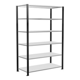 SCHULTE LAGERTECHNIK Schulte Grundregal B&uuml;ro-Steckregal MULTIplus150 2000 x 1300 x 600 mm 6 Fachb&ouml;den L&auml;ngenriegel schwarz/RAL 7035 lichtgrau ohne Mittelanschlag ; Schulte (36062-S)
