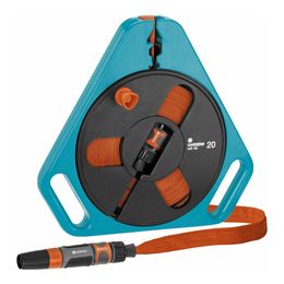 Gardena roll-fix-Flachschlauch 20 mit Kassette Classic aus Kunststoff mit automatischem Sicherheitseinzug und Spritze für Garten oder Camping, Ø 20 mm, Länge 20 m - 00757-20)
