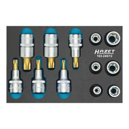 Hazet Werkzeug-Satz, TORX 163-245/12 Vierkant hohl 12,5 mm (1/2 Zoll) Au&szlig;en TORX Profil, Innen TORX Profil E 10 - E 20 T 30 - T 60 Anzahl Werkzeuge: 1)