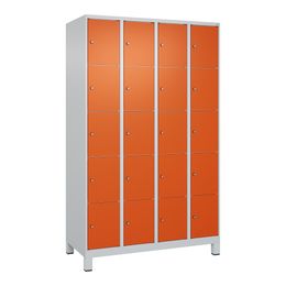 C+P Schlie&szlig;fachschrank Classic PLUS, F&uuml;&szlig;e, 4 Abteile, 1950x1200x500mm, 7035/2004 Innenh&ouml;he Gefach oben (oberes 365 mm Front RAL 2004 Reinorange ; C + (080010-405|S10018)