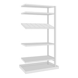 Regalwerk BERT-Regalmodul 1 Anbaufeld HxBxT 2000x1005x500 mm Stecksystem Rahmen RAL 7035 (B3-80302-50)