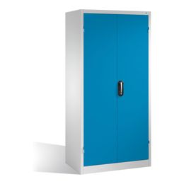 C+P Werkzeugschrank mit Dreht&uuml;ren, 3 B&ouml;den und 3 Sch&uuml;be, H1950xB930xT600mm Front Lichtblau Korpus Lichtgrau ; C + P M&ouml;belsysteme (8922-5030|S10116)
