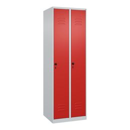 C+P Spind Classic PLUS, 2 Abteile, 1850x600x500mm, 7035/3020 Verschluss Sicherheits-Drehriegel 3 Garderobenhaken ; C + P M&ouml;belsysteme (080000-20|S10003)