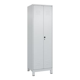C+P Schwarz-Wei&szlig;-Spind Classic PLUS, F&uuml;&szlig;e, 2 Abteile, 1950x600x500mm, 7035/7035 Verschluss Sicherheits-Drehriegel ; C + P M&ouml;belsysteme (080012-20|S10009)