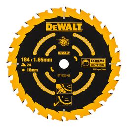 Dewalt DT10302-QZ Kreiss&auml;geblatt Handkreiss&auml;ge 184/16 mm 24WZ f&uuml;r Quer- und L&auml;ngsschnitte in Holz oder Holzwerkstoffen)