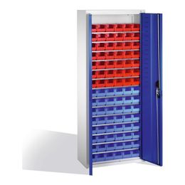 C+P Magazinschrank mit 90 Sichtlagerk&auml;sten, H1690xB700xT300mm Front Enzianblau Korpus Lichtgrau ; C + P M&ouml;belsysteme (133413-25|S10032)