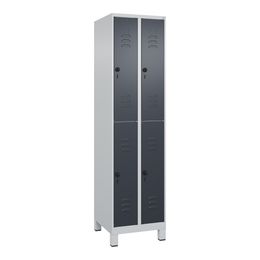 C+P Doppelstock-Spind Classic PLUS, F&uuml;&szlig;e, 2 Abteile, 1950x500x500mm, 7035/7016 ; C + P M&ouml;belsysteme (080310-29|S10008)
