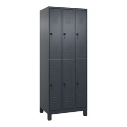 C+P Doppelstock-Spind Classic PLUS, F&uuml;&szlig;e, 3 Abteile, 1950x750x500mm, 7016/7016 ; C + P M&ouml;belsysteme (080310-39|S10012)