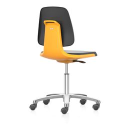 bimos Arbeitsstuhl Labsit mit Rollen Sitzh&ouml;he 450-650 mm Kunstleder Sitzschale orange (9123-MG01-3279-521)