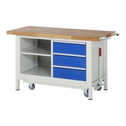 Rau Werkbank mit Fahrgestell 8462, B1500xT700xH880mm, 3x Schublade-TA (05-8462A2-157B4F.11)