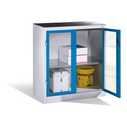 C+P Werkzeug-Beistellschrank mit Sichtfenster-Dreht&uuml;ren, 1 Boden, H1000xB930xT500mm Front Lichtblau Korpus Lichtgrau ; C + P M&ouml;belsysteme (8821-055|S10196)