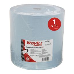 Wypall Papierwischtücher für industrielle Reinigungsaufgaben L30, Jumborolle, 1 Rolle x 670 Wischtücher, 3-lagig, blau (7426)