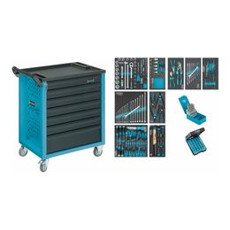 Hazet 177-7/217 Werkstattwagen Assistent mit Sortiment Schubladen flach: 6 x 80 x 527 x 348 mm Schubladen hoch: 1 x 165 x 527 x 348 mm Anzahl Werkzeug)