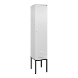 C+P Spind Classic PLUS, Gestell, 1 Abteil, 2120x400x500mm, 9016/9016 Verschluss Zylinderschloss 4 Garderobenhaken Trennwand mittig ; C + P M&ouml;belsystem (0800307-12F|S10029)