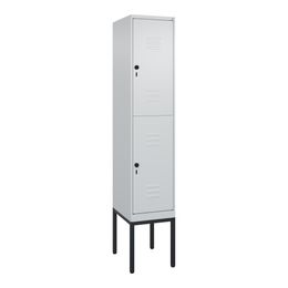 C+P Doppelstock-Spind Classic PLUS, Gestell, 1 Abteil, 2120x400x500mm, 7035/7035 Verschluss Sicherheits-Drehriegel Front RAL 7035 Lichtgrau ; C + P M&ouml; (0803307-12|S10009)