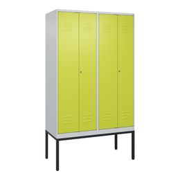 C+P Schwarz-Wei&szlig;-Spind Classic PLUS, Gestell, 4 Abteile, 2120x1200x500mm, 7035/0 Front 1108060 RDS Viridingr&uuml;n Verschluss Zylinderschloss ; C + P M&ouml;be (0800327-40|S10025)