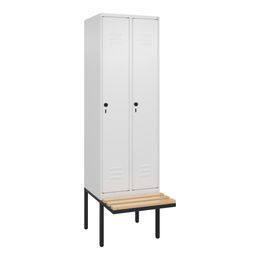 C+P Spind Classic PLUS, Bank, 2 Abteile, 2120x600x815mm, 9016/9016 Verschluss Sicherheits-Drehriegel 3 Garderobenhaken Sitzbanktyp auskragend ; C + (0800407-20|S10015)