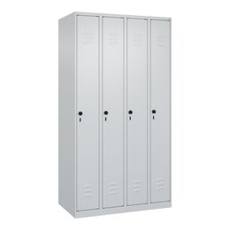 C+P Spind Classic PLUS, 4 Abteile, 1850x1000x500mm, 7035/7035 Verschluss Sicherheits-Drehriegel 3 Garderobenhaken ; C + P M&ouml;belsysteme (080000-49|S10008)