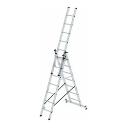 MUNK Aluminium-Mehrzweckleiter 3-teilig nivello®-Traverse 3 x 7 Sprossen (011107)