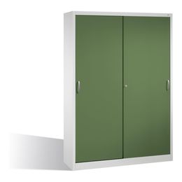 C+P Werkzeugschrank mit Schiebetüren, innen 2 x 4 Böden, H1950xB1600xT400mm Front Resedagrün Korpus Lichtgrau ; C + P Möbelsysteme (2149-00|S00011)