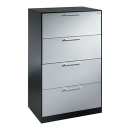 C+P Hängeregistraturschrank Asisto DIN A4, 4 Schubladen, zweibahnig Front Weißaluminium Korpus Schwarzgrau ; C + P Möbelsysteme (146223-412|S10051)