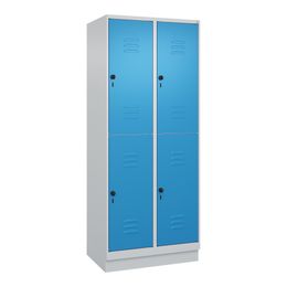 C+P Doppelstock-Spind Classic PLUS, Sockel, 2 Abteile, 1950x800x500mm, 7035/5012 Front RAL 5012 Lichtblau ; C + P M&ouml;belsysteme (080320-22|S10004)