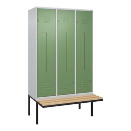 C+P Z-Spind Classic PLUS, Bank, 6 F&auml;cher, 2120x1200x815mm, 7035/6011 Verschluss Zylinderschloss Sitzbanktyp auskragend Material Sitzfl&auml;che Buche-Harth (0800437-326|S10021)