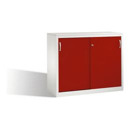 C+P Akten-Sideboard Acurado mit Schiebet&uuml;ren, 2 Ordnerh&ouml;hen, H1000xB1200xT500mm Front Rubinrot Korpus Lichtgrau ; C + P M&ouml;belsysteme (2056-00|S10049)