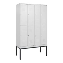 C+P Doppelstock-Spind Classic PLUS, Gestell, 4 Abteile, 2120x1200x500mm, 9016/90 Verschluss Zylinderschloss Front RAL 9016 Verkehrswei&szlig; ; C + P M&ouml;bels (0803307-40|S10029)