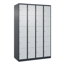 C+P Schlie&szlig;fachschrank Classic PLUS, 4 Abteile, 1850x1200x500mm, 7016/7035 Innenh&ouml;he Gefach oben (oberes 365 mm Front RAL 7035 Lichtgrau ; C + P M&ouml;bel (080000-405|S10011)