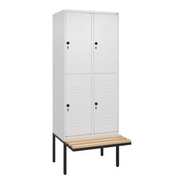 C+P Doppelstock-Spind Classic PLUS, Bank, 2 Abteile, 2120x800x815mm, 9016/9016 Verschluss Sicherheits-Drehriegel Sitzbanktyp auskragend Material Sitzf (0803407-22|S10014)