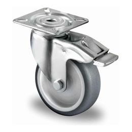 CASCOO Lenkrolle mit Totalfeststeller ø 75 mm Serie P2T2 Gleitlager (TAPA2C0075P2T2P0N)