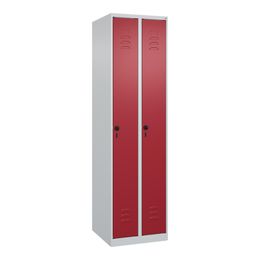 C+P Spind Classic PLUS, 2 Abteile, 1850x500x500mm, 7035/3003 Verschluss Sicherheits-Drehriegel 3 Garderobenhaken ; C + P M&ouml;belsysteme (080000-29|S10001)