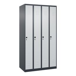 C+P Spind Classic PLUS, 4 Abteile, 1850x1000x500mm, 7016/7035 Verschluss Sicherheits-Drehriegel 3 Garderobenhaken ; C + P M&ouml;belsysteme (080000-49|S10011)
