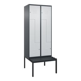 C+P Z-Spind Classic PLUS, Bank, 4 F&auml;cher, 2120x800x815mm, 7016/7035 Verschluss Zylinderschloss Sitzbanktyp untergebaut Material Sitzfl&auml;che Kunststoff (0800537-224|S10058)