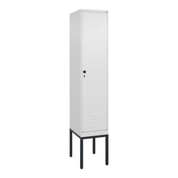 C+P Spind Classic PLUS, Gestell, 1 Abteil, 2120x400x500mm, 9016/9016 Verschluss Sicherheits-Drehriegel 4 Garderobenhaken Trennwand mittig ; C + P M&ouml;be (0800307-12F|S10014)