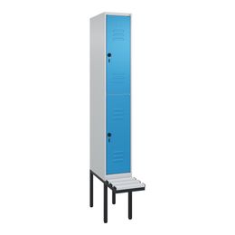 C+P Doppelstock-Spind Classic PLUS, Bank, 1 Abteil, 2120x300x815mm, 7035/5012 Verschluss Sicherheits-Drehriegel Sitzbanktyp auskragend Material Sitzfl (0803407-10|S10109)